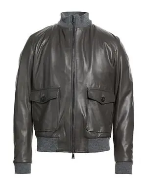 BERNA Leather Bomber Jacket - Taupe