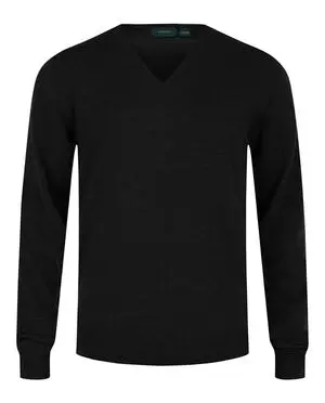 SLOWEAR Zanone V Neck Wool Blend Sweater - Dark Grey