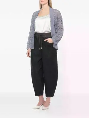 PANICALE Openwork V-neck Cardigan - Blue