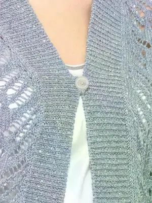 PANICALE Openwork V-neck Cardigan - Blue