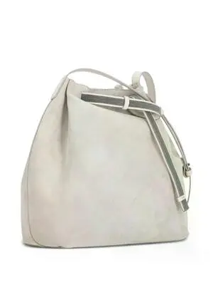 PANICALE Leather Bucket Bag With Drawstring Strap