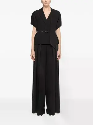 NISSA Belted V-neck Top
