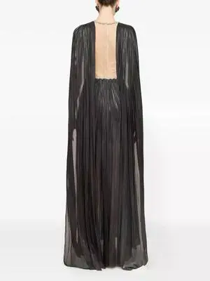 NISSA Crystal-embellished Chiffon Maxi Dress - Black