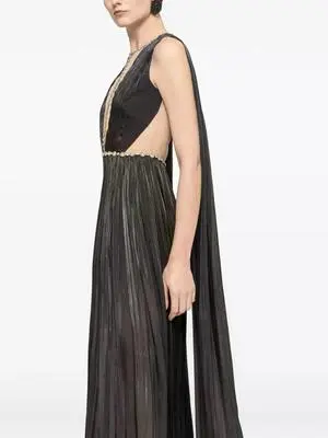 NISSA Crystal-embellished Chiffon Maxi Dress - Black
