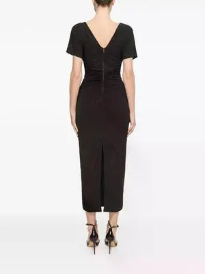 NISSA Glitter Embellished Maxi Dress - Black