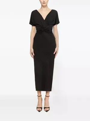 NISSA Glitter Embellished Maxi Dress - Black