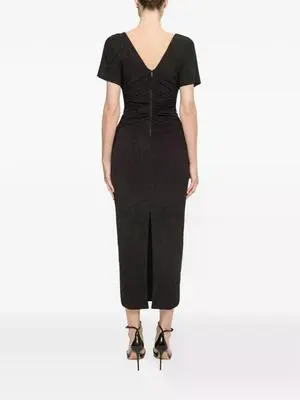 NISSA Glitter Embellished Maxi Dress - Black