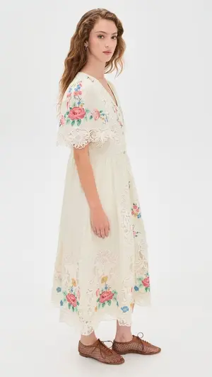 Sea Astrid Embroidery Midi Dress