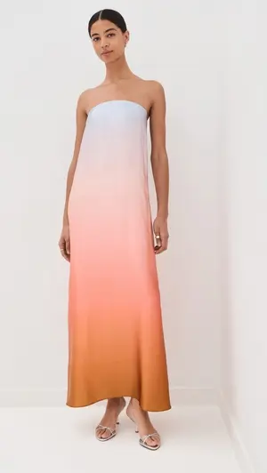 Sablyn Strapless Silk Ombre Maxi Dress