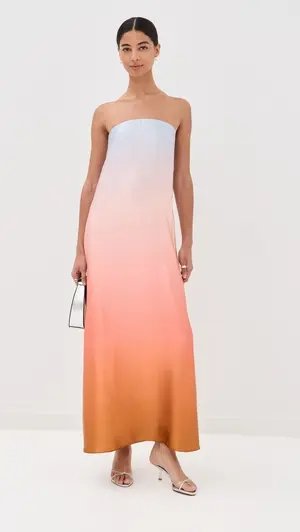Sablyn Strapless Silk Ombre Maxi Dress