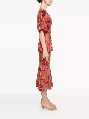NISSA Printed V-neck Top - Pink