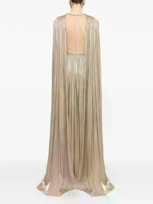 NISSA Crystal-embellished Chiffon Maxi Dress - Neutrals