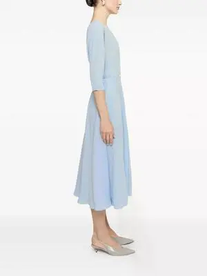 NISSA Pearl-detail Crepe Midi Dress