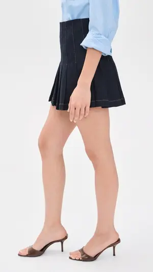 Alice + Olivia Carter Pleated Denim Skirt