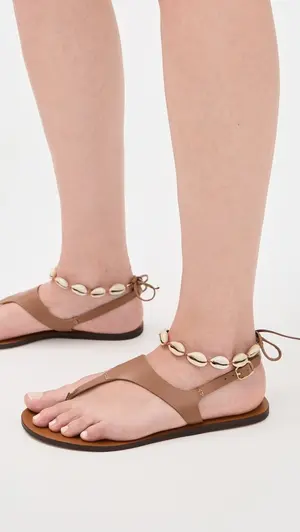 Manebí Leather Shell Embellished Sandals