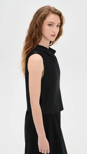 Vince Cropped Cowl Neck Top - Black