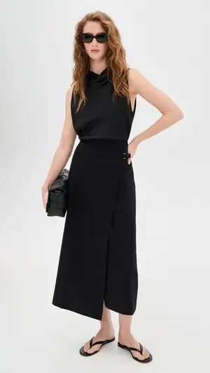 Vince Cropped Cowl Neck Top - Black