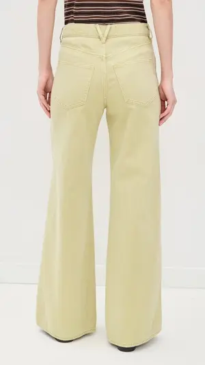 Veronica Beard Kasey Mid-rise Wide-leg Jeans - Pistachio