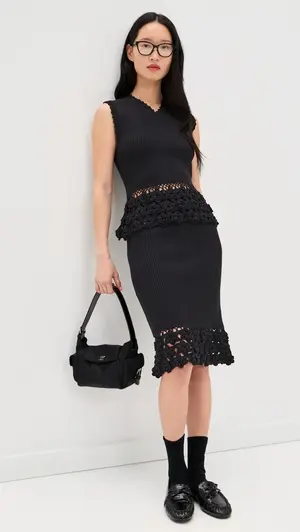 GANNI Fine Cotton Rib Crochet Vest