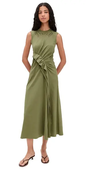 Ulla Johnson Jeune Cotton Midi Dress - Lichen