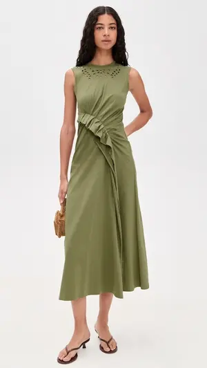 Ulla Johnson Jeune Cotton Midi Dress - Lichen