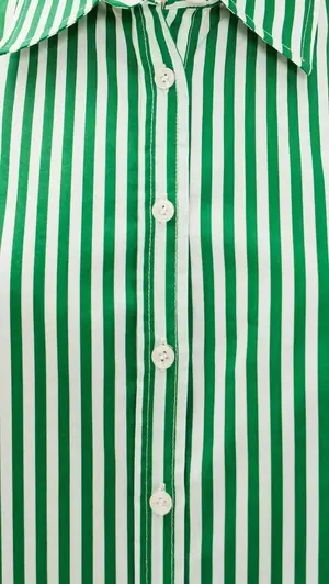 PERFECTWHITETEE Gisele Cotton Poplin Slim Fit Button-down Shirt With Stripe Pattern - Grass Stripe