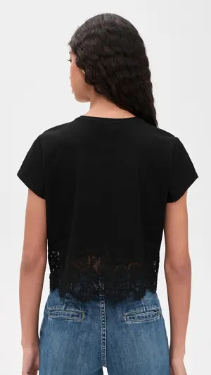 Generation Love Ribbed Jersey Top With Lace Hem