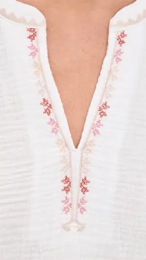 Xirena Danika Top With Embroidered V-neck And Cap Sleeves