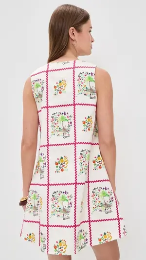 Celiab Acai Mini Dress With Tropical Fruit Print And Appliques