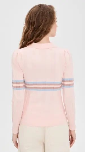 ROWING BLAZERS Knit Intarsia Stripe Long Sleeve Polo