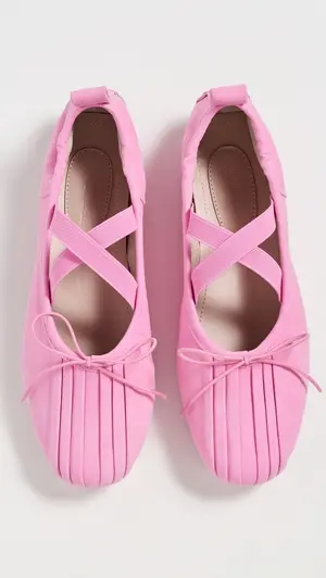 Simone Rocha Suede Ballerina Grip Flats - Pink