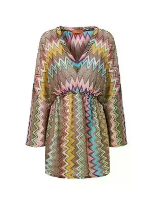 Missoni V-neck Zig-zag Beach Cover-up - Neutrals