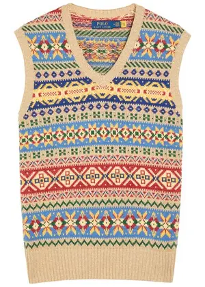 Polo Ralph Lauren Patterned Intarsia Linen And Cotton-blend Vest - Multicoloured 1