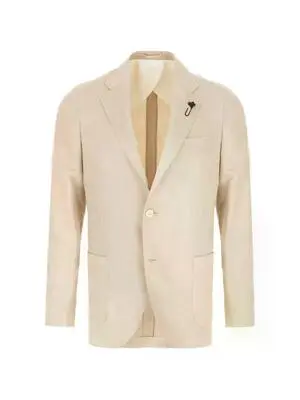 LARDINI Notched Lapels Button Blazer - Neutrals