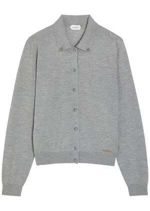 Versace Logo-embroidered Wool Cardigan