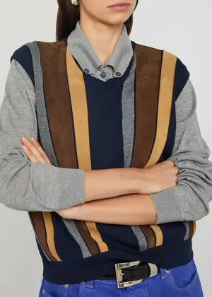 Versace Logo-embroidered Wool Cardigan