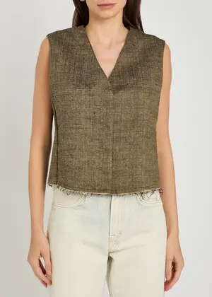 Our Legacy Base Linen And Silk-blend Waistcoat - Brown
