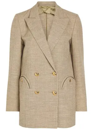 BLAZÉ MILANO Marisa Double-Breasted Cotton-Blend Blazer - Beige