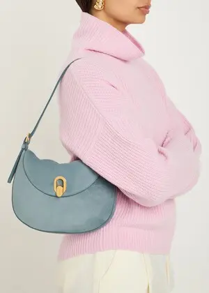 Savette Tondo Small Suede Shoulder Bag - Denim