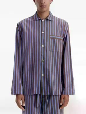 TEKLA Striped Pyjama Top - Brown
