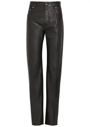 Versace Straight-leg Leather Trousers