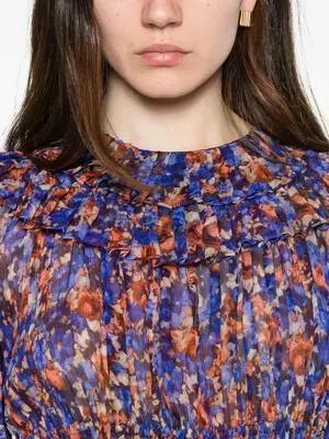 Ulla Johnson Athene Ruffled Floral Blouse - Blue