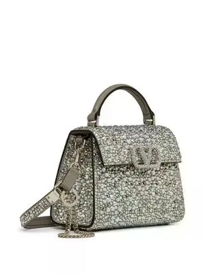 Valentino Garavani Vsling Mini Handbag With Embroidery - Silver