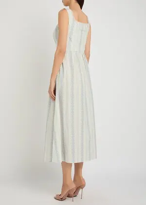 LoveShackFancy Majory Floral Cotton Midi Dress - Light Blue