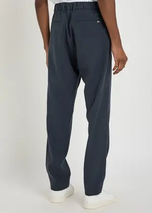 Herno Linen And Cotton-blend Trousers - Navy