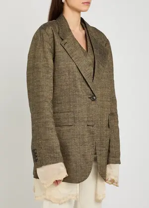 Our Legacy Drip Layered Linen And Silk-blend Blazer - Brown