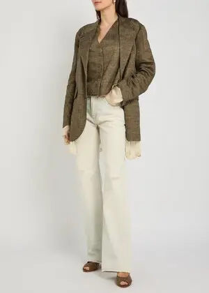 Our Legacy Drip Layered Linen And Silk-blend Blazer - Brown