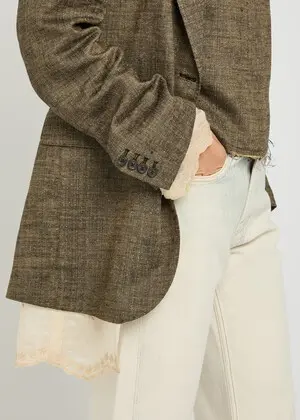 Our Legacy Drip Layered Linen And Silk-blend Blazer - Brown