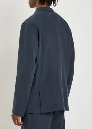 Herno Linen And Cotton-blend Blazer - Navy