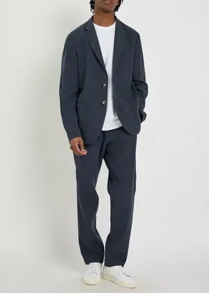 Herno Linen And Cotton-blend Blazer - Navy
